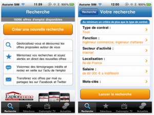 L’Emploi sur iPhone avec Cadremploi